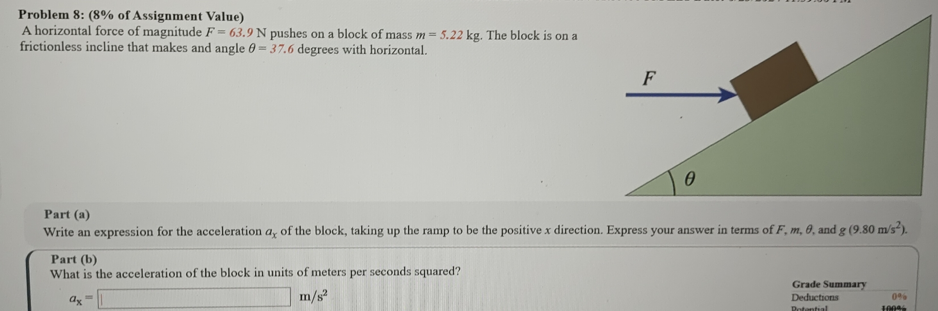 Solved Problem 8: (8% ﻿of Assignment Value)A horizontal | Chegg.com