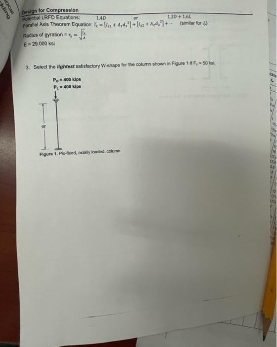 Solved Potontial LRFD Equations: 1.4D or 1.20+1.6L Paraliel | Chegg.com