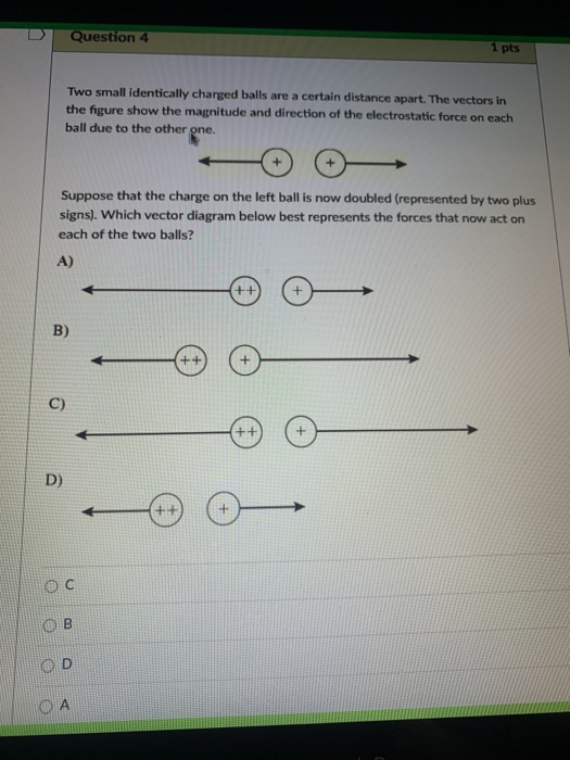 Solved Question 4 1 pts Two small identically charged balls | Chegg.com