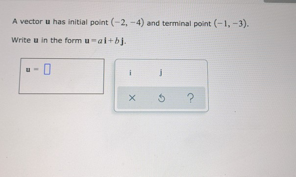 Solved A vector u has initial point (-2,-4) and terminal | Chegg.com