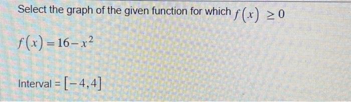 Solved Select the graph of the given function for which | Chegg.com