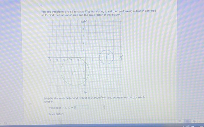 Solved You cen transform dicle T to circle T by tanslating | Chegg.com
