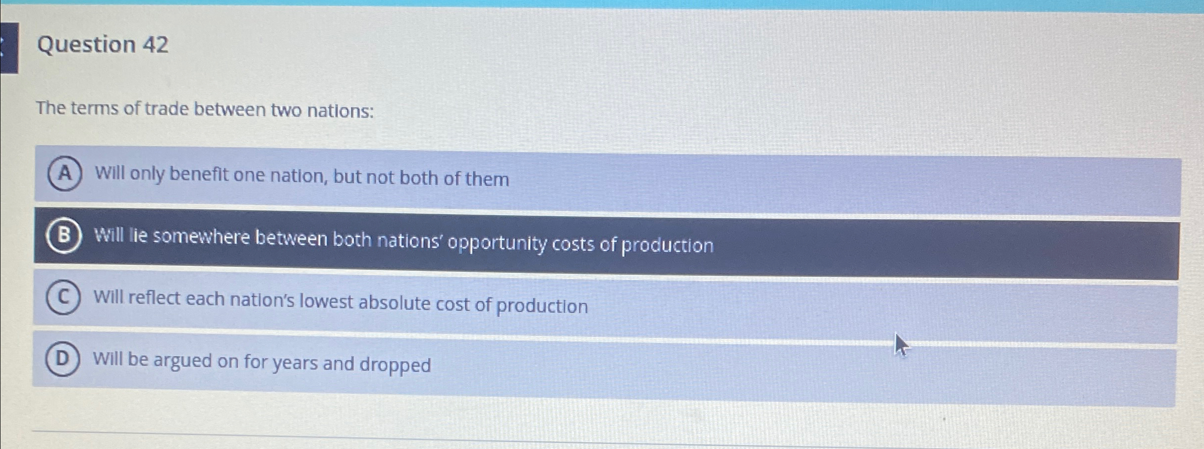 Solved The terms of trade between two nations: ﻿Will only | Chegg.com