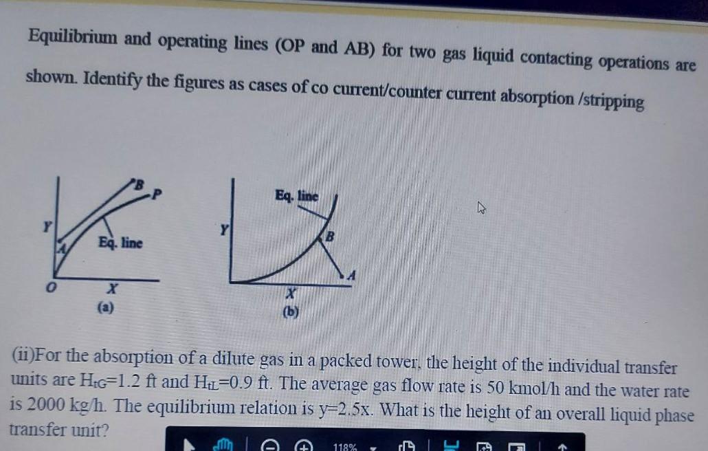 Solved Equilibrium and operating lines (OP and AB) for two | Chegg.com