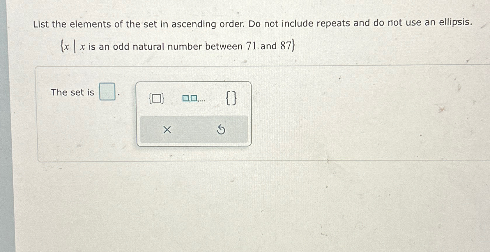 List the elements of the set in ascending order. Do | Chegg.com