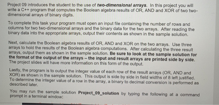 Project 09 Introduces the student to the use of | Chegg.com