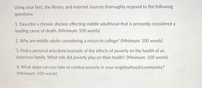 Solved please keep in mind the 100 word minimum for all the | Chegg.com