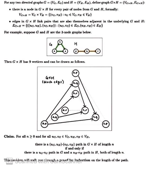 For any two directed graphs G=(VG,EG) and H=(VH,EH), | Chegg.com
