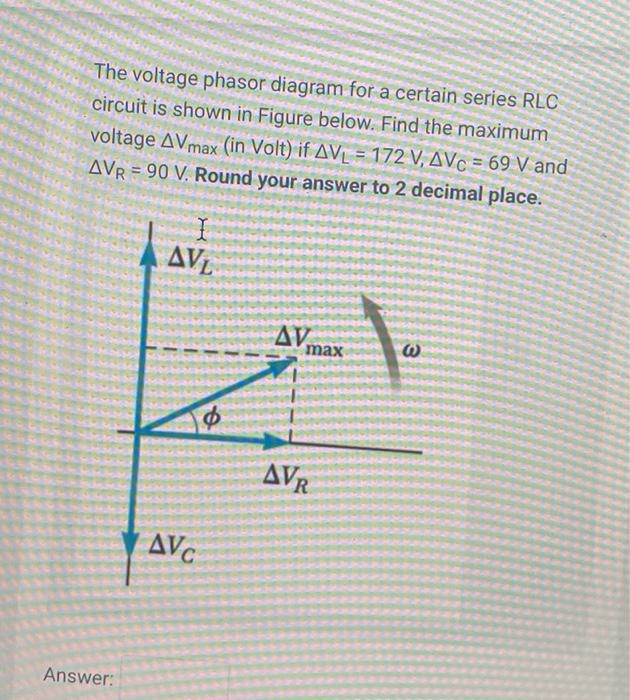 Solved The voltage phasor diagram for a certain series RLC | Chegg.com