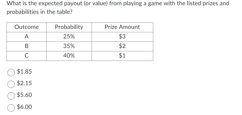 What is the expected payout (or value) ﻿from playing | Chegg.com