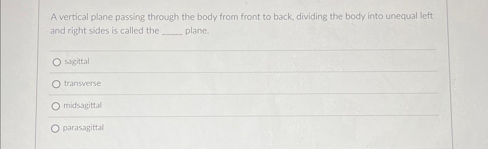 Solved A vertical plane passing through the body from front | Chegg.com