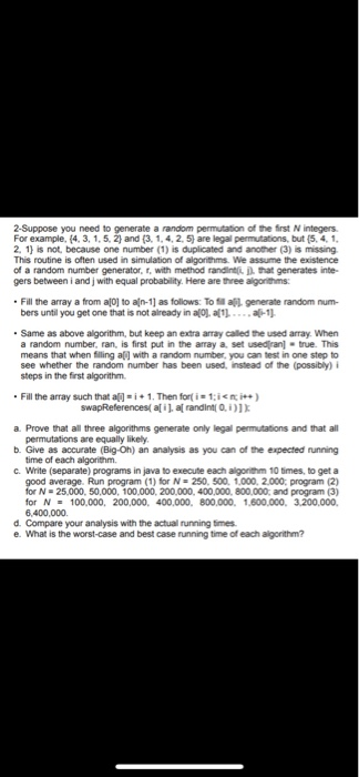 Solved 2-Suppose you need to generate a random permutation | Chegg.com
