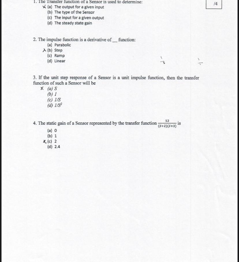 Solved The Transfer function of a Sensor is used to | Chegg.com