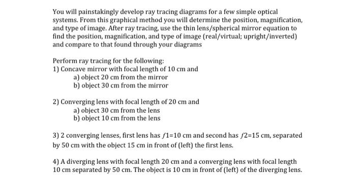 Solved You will painstakingly develop ray tracing diagrams | Chegg.com
