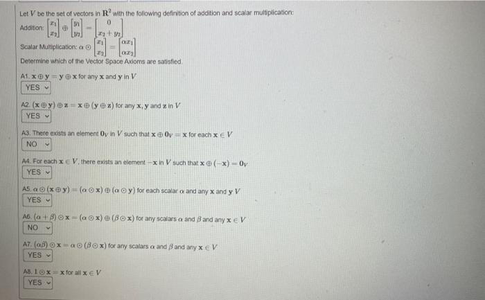 Solved Let V be the set of vectors in R2 with the following | Chegg.com
