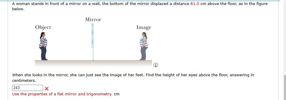 Solved A woman stands in front of a mirror on a wall, the | Chegg.com