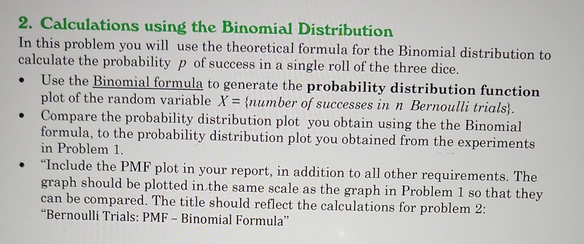 Solved 2. Calculations using the Binomial Distribution In | Chegg.com