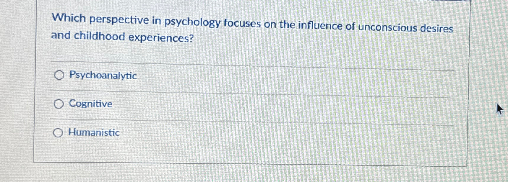 Solved Which perspective in psychology focuses on the | Chegg.com