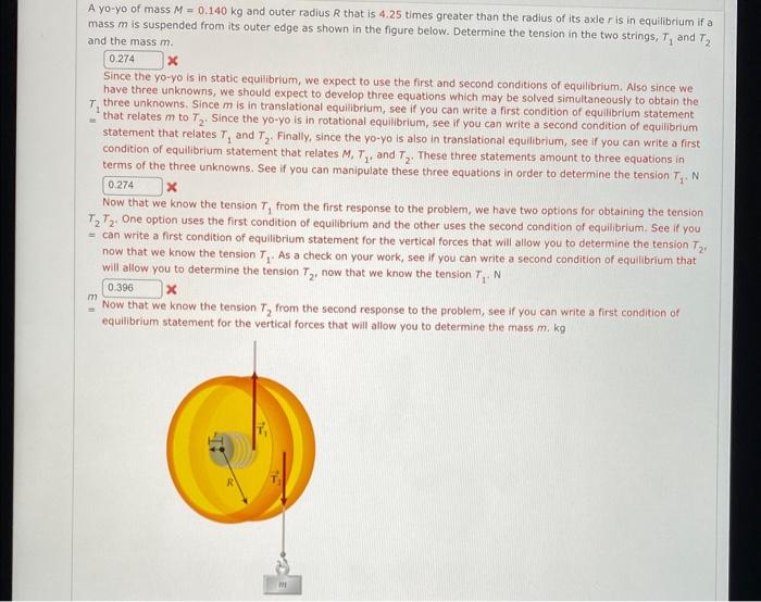 Solved A yo-yo of mass M=0.140 kg and outer radius R that is | Chegg.com