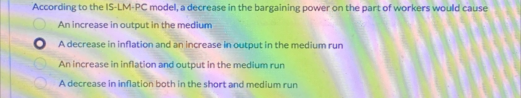 Solved According to the IS-LM-PC model, a decrease in the | Chegg.com