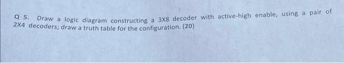 Solved a pair of 2x4 decoders, draw a truth table for the | Chegg.com