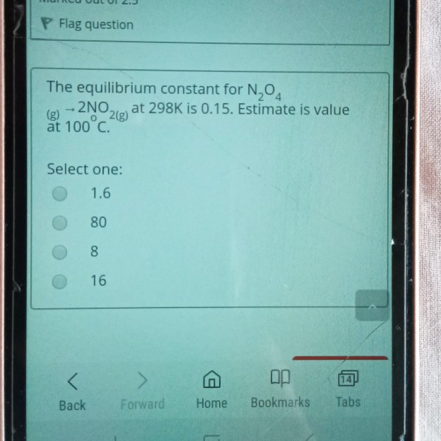 Solved P Flag question The equilibrium constant for N2O4 - | Chegg.com