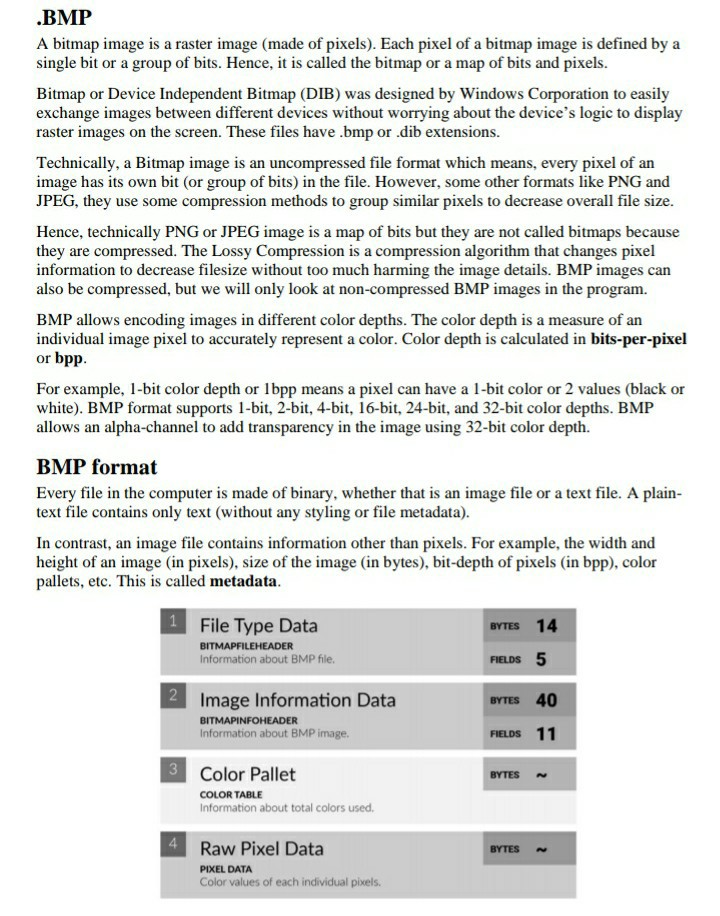 For this program, you will implement a BMP image | Chegg.com