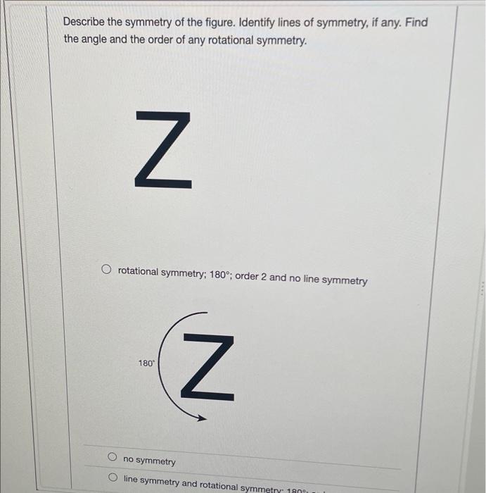 Solved Describe the symmetry of the figure. Identify lines | Chegg.com