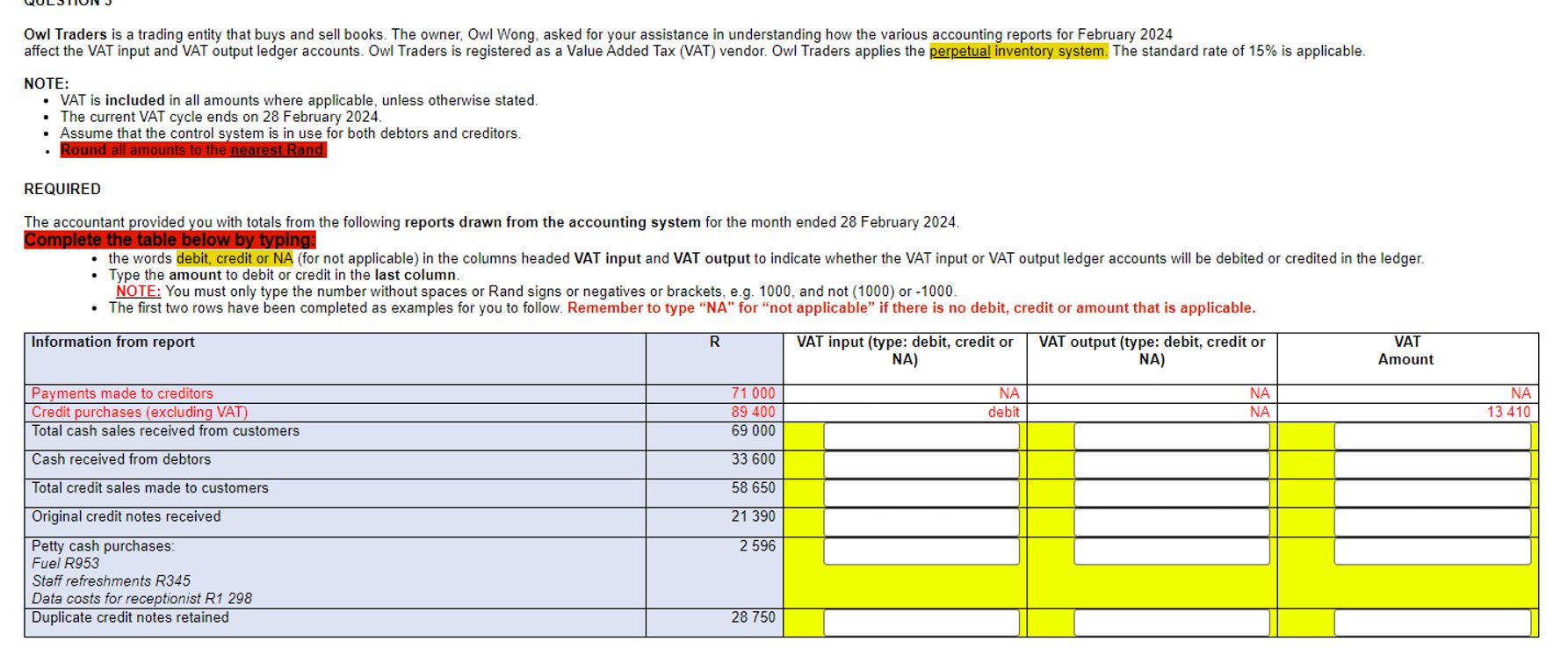 Solved Owl Traders is a trading entity that buys and sell | Chegg.com