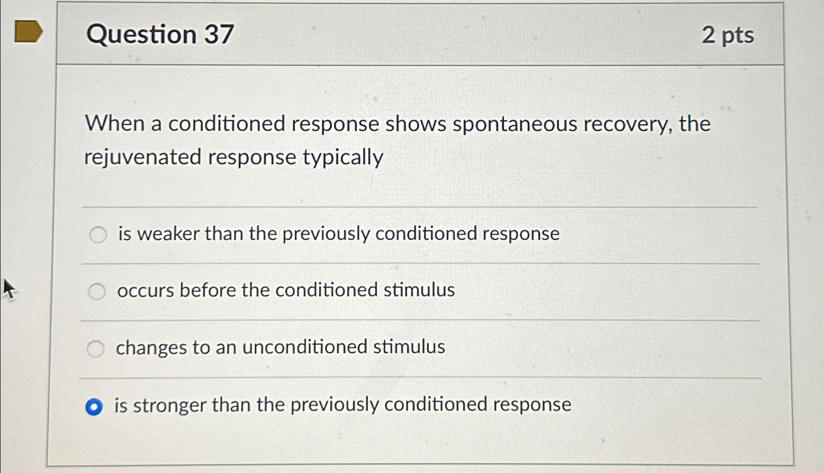 Solved Question 372 ﻿ptsWhen a conditioned response shows | Chegg.com