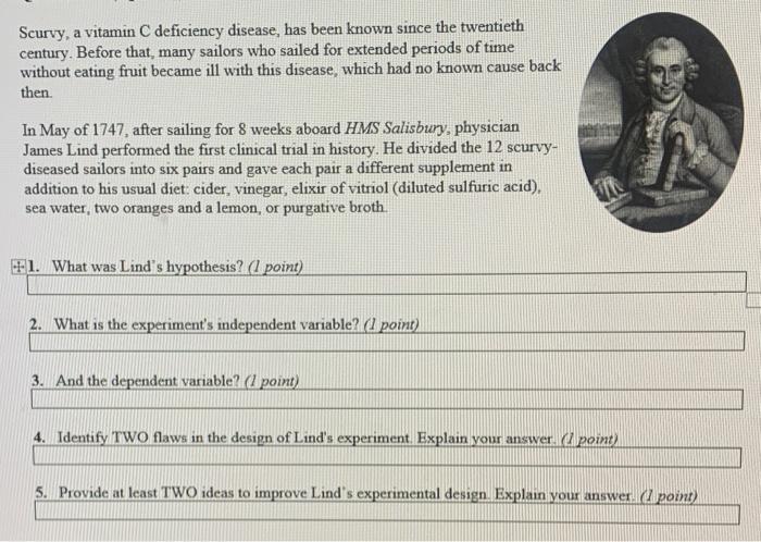 Solved Scurvy, a vitamin C deficiency disease, has been | Chegg.com