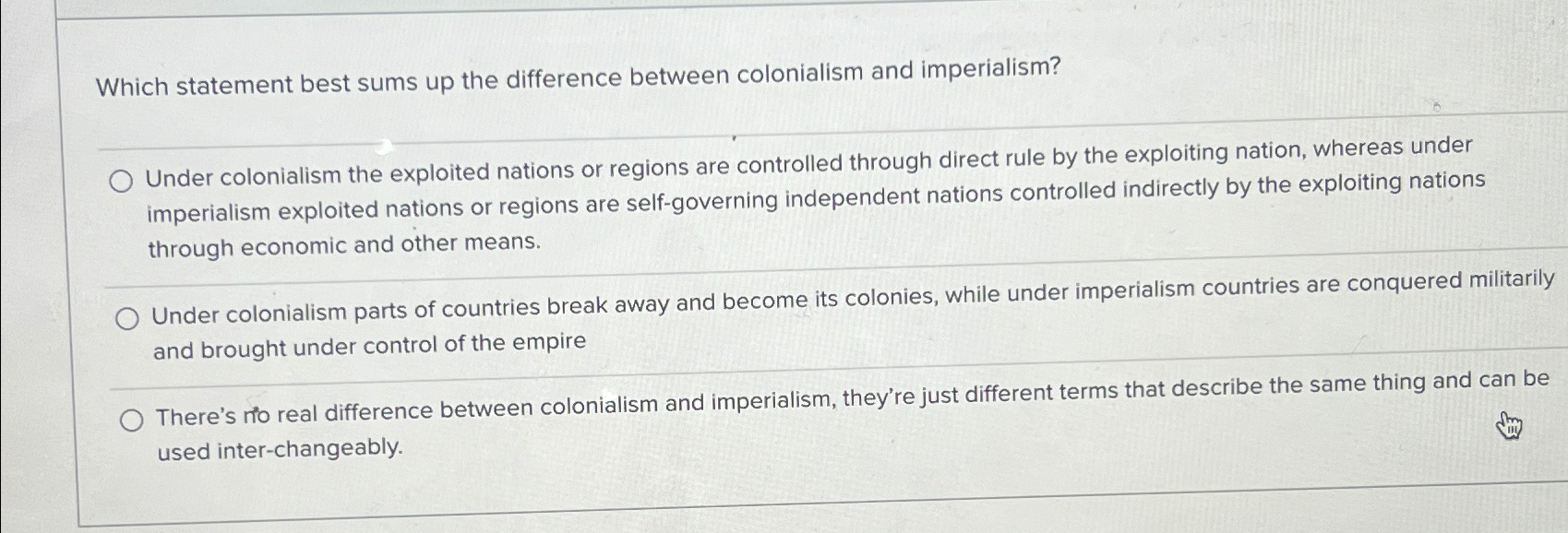 Solved Which statement best sums up the difference between | Chegg.com