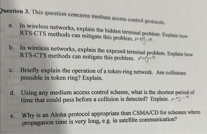 Solved Question 3. This question concerns medium access | Chegg.com