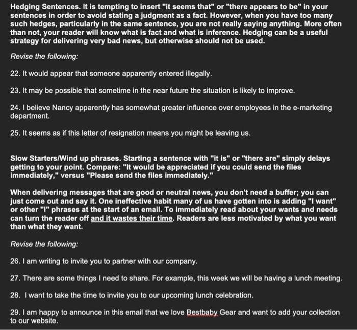 Solved Hedging Sentences. It is tempting to insert "it seems | Chegg.com
