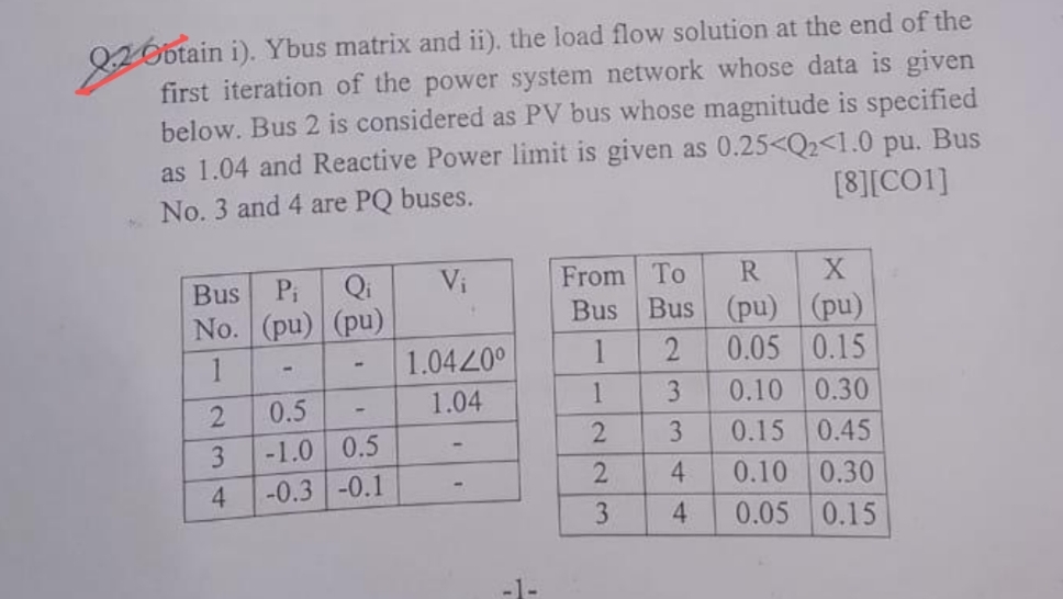 Q. 29 ﻿btain i). ﻿Ybus matrix and ii), ﻿the load flow | Chegg.com