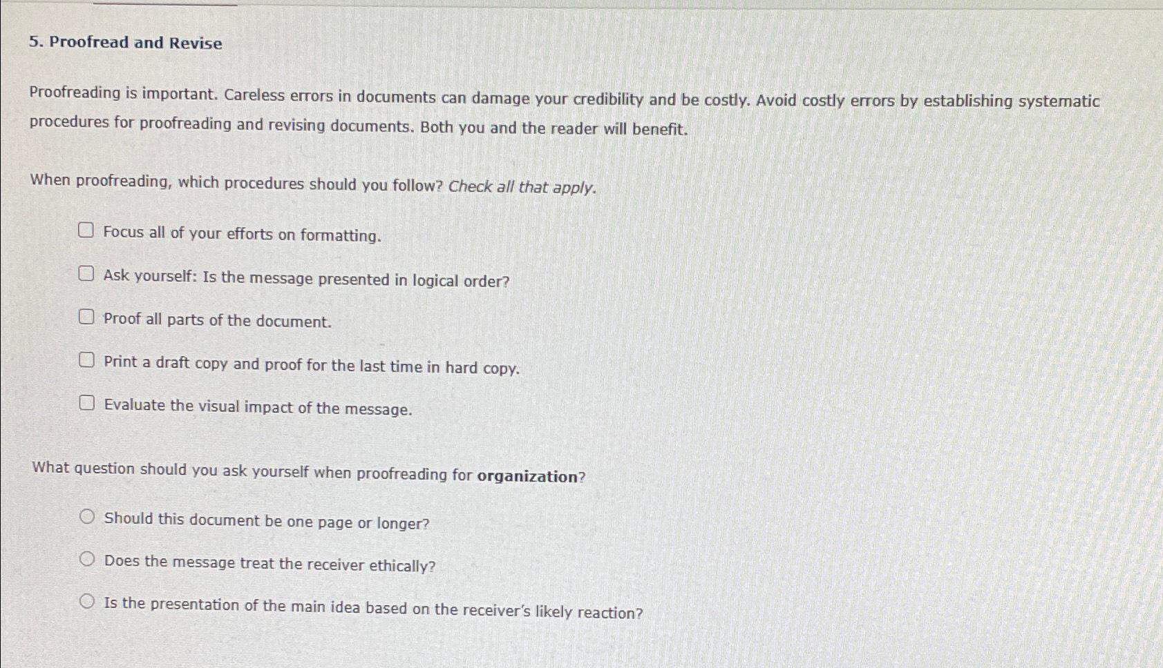 Solved Proofread and ReviseProofreading is important. | Chegg.com