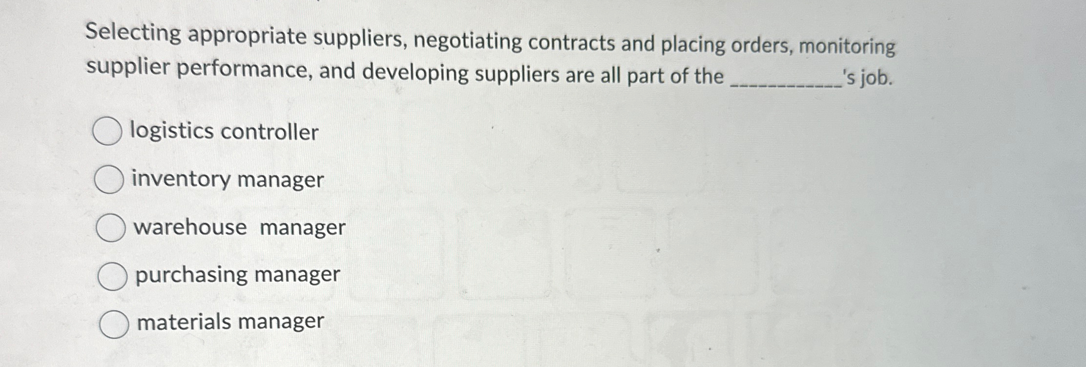 Solved Selecting appropriate suppliers, negotiating | Chegg.com