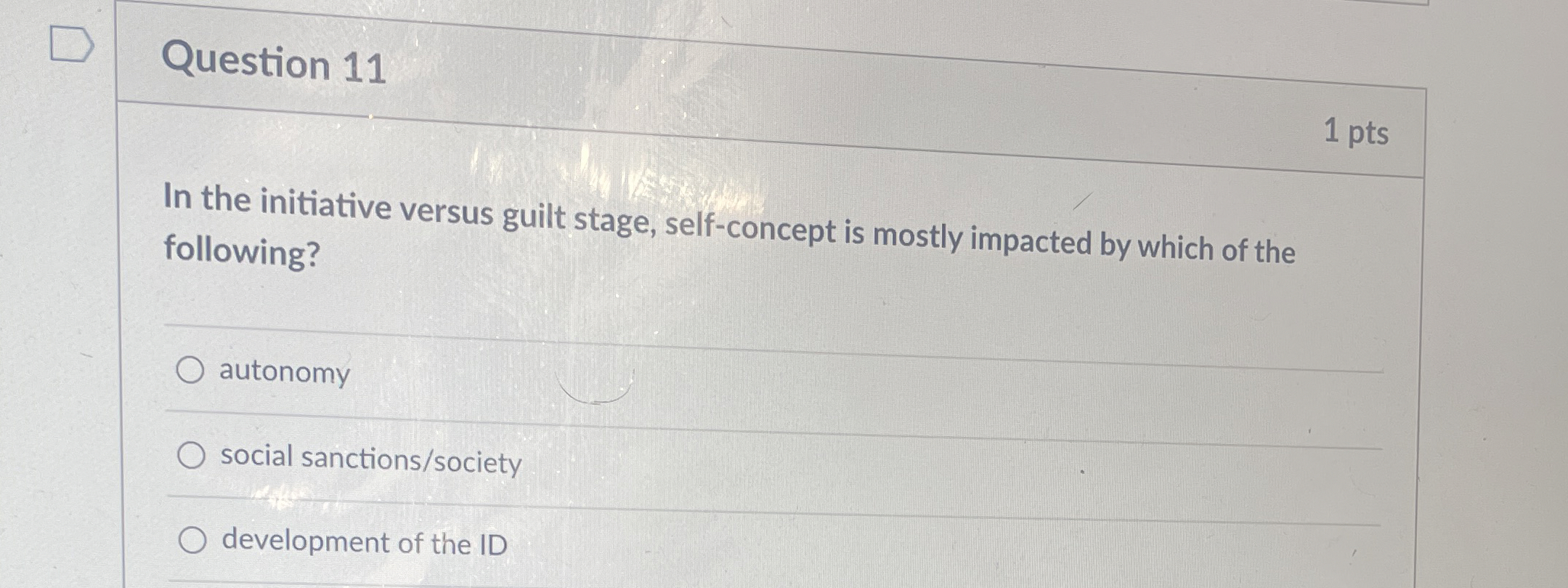 Solved Question 111 ﻿ptsIn the initiative versus guilt | Chegg.com