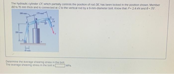 Solved The hydraulic cylinder CF, which partially controls | Chegg.com