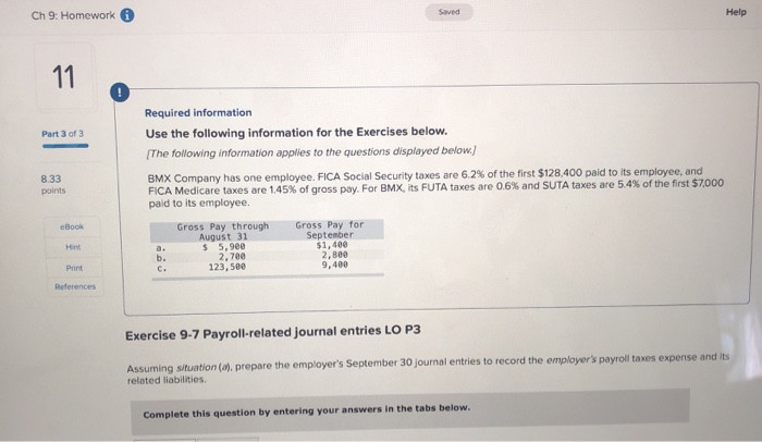 Solved Saved Ch 9: Homework A Help 11 Part 3 of 3 8.33 | Chegg.com