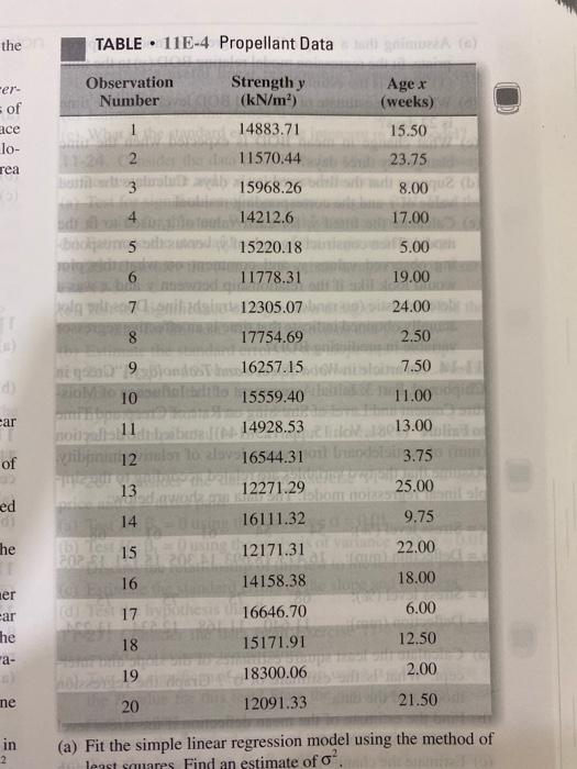 Solved the TABLE 11E-4 Propellant Data -er of ace lo- rea | Chegg.com