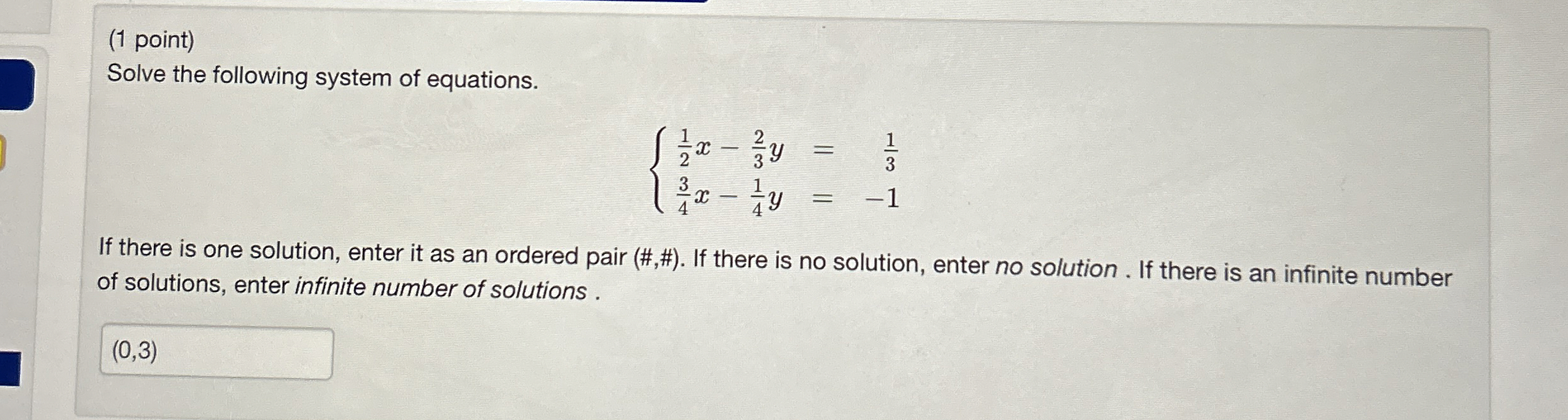 Solved (1 ﻿point)Solve the following system of | Chegg.com