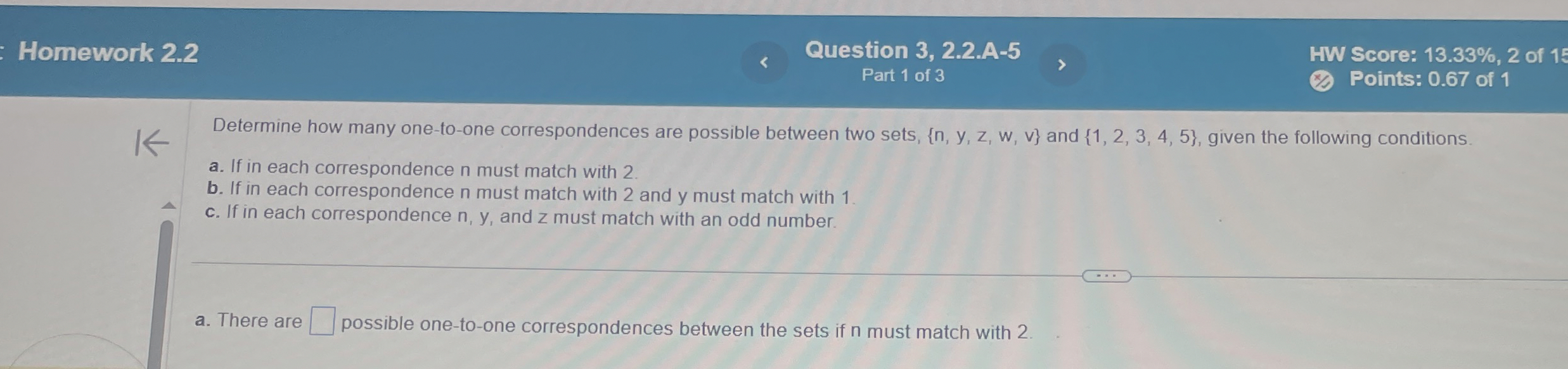 Solved Homework 2.2Question 3, 2.2.A-5HW Score: 13.33%,2 ﻿of | Chegg.com