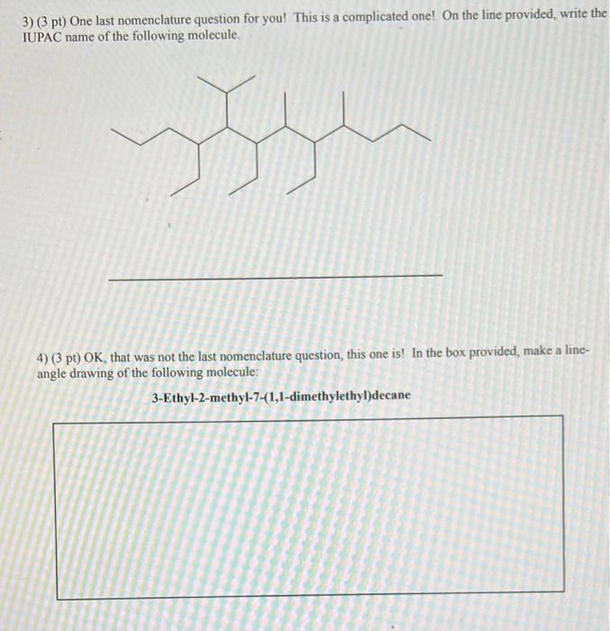Solved 3) (3 pt) One last nomenclature question for you! | Chegg.com