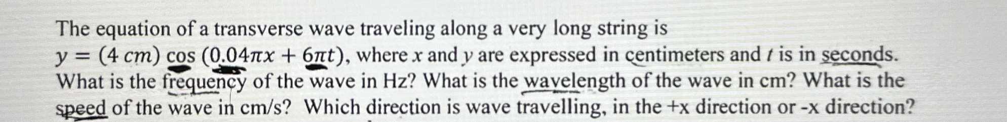 Solved The equation of a transverse wave traveling along a | Chegg.com