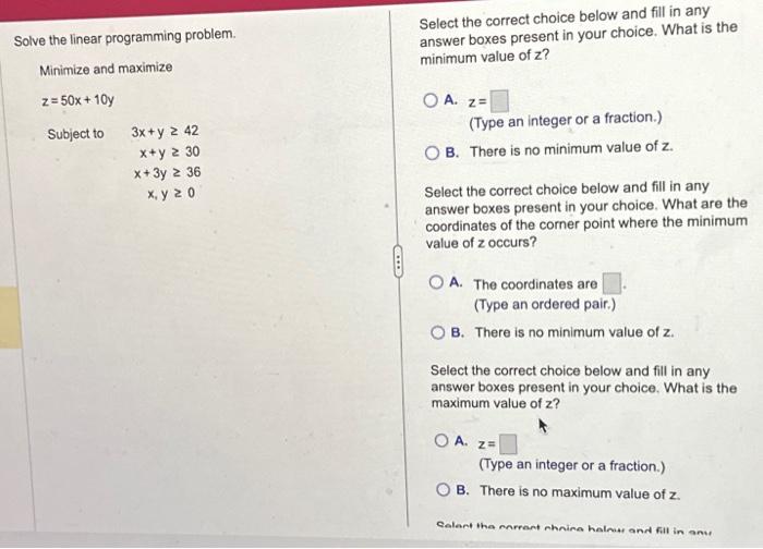 Solved Solve the linear programming problem. Minimize and | Chegg.com