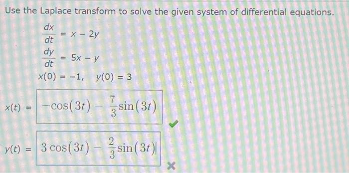 Solved Use the Laplace transform to solve the given system | Chegg.com