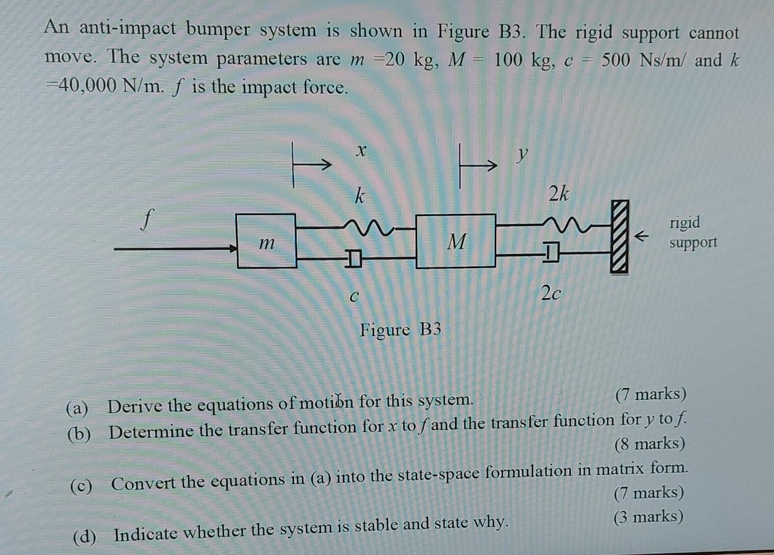 Solved An anti-impact bumper system is shown in Figure B3. | Chegg.com