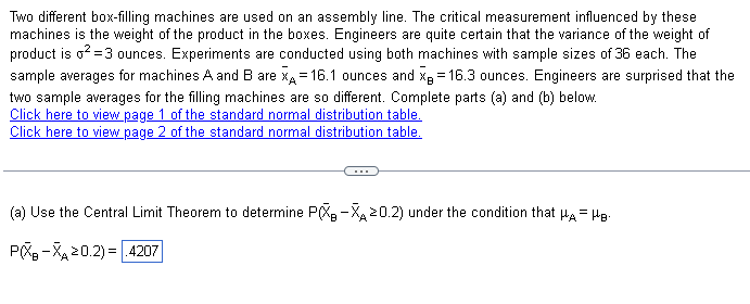 Solved (a) ﻿Use the Central Limit Theorem to determine | Chegg.com