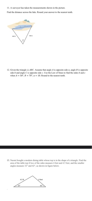 Solved 11. A surveyor has taken the measurements shown in | Chegg.com